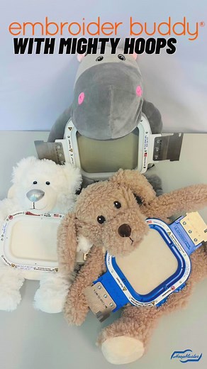 The Embroider Buddy makes it super easy to hoop & embroider on stuffed animals🧸🐶🦛 We love the removable stuffing pod 😍 - Products Used 4x6” Mighty Hoop & Backing Holder 6.5” Mighty Hoop & Backing Holder 5.5” Mighty Hoop & Backing Holder All stuffed animals are @embroiderbuddy • Thank you to @kotzerjacobs & @robkotzer for sending us these Embroider Buddy Stuffed Animals 🧸 #embroiderbuddy #mightyhoops #personalizedgifts #personalizedstuffedanimal #embroiderydesigns #machineembroidery #hoopmas