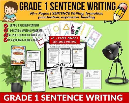 60+ Pages Sentence Writingworksheets Grde 1,printable Build Sentences Writing Practice,english Grade 1 Worksheet,literacy Worksheet Grade 1 - Etsy Australia
