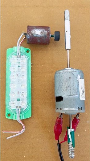 Dc motor powered generating power to charge led bulb #tech #youtubeshorts #shortsindia