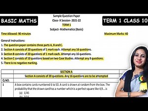Class 10 Maths Basic Sample Paper Solution 2021 | Part A Question 1 to 20