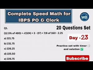 Ibps rrb po & clerk Speed Math|Simplification,Approximation,Number Series ,Quadratic Equation|Day 23