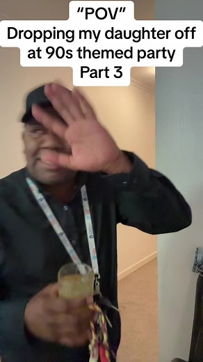 Dad dropping daughter at 90s themed party