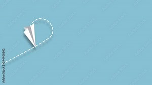 Paper airplanes flying over sky. Stop motion animation. Origami Paper plane