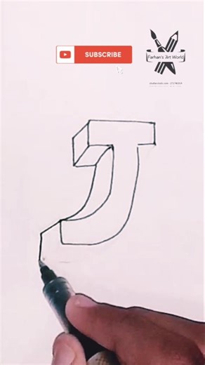 3D Alphabet J Drawing Step By Step #shorts #trendingshorts