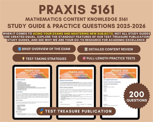 Praxis 5161 Study Guide 2025-2026: Master Math Concepts | In-Depth Content Review, Practice Tests & Exam Strategies for Aspiring Educators