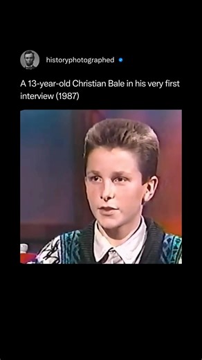A 13-year-old Christian Bale's first interview in 1987 saw him calmly discuss his lead role in Steven Spielberg's Empire of the Sun, revealing a surprisingly mature and composed demeanor for his age. During the chat, he expressed his desire to be treated like a normal kid despite his newfound fame, which nearly led him to quit acting shortly after. Credit: @nbcuniversal | History In Pictures