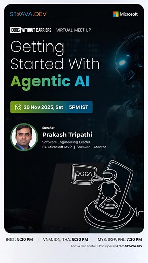 Ready to revolutionize your coding skills? 🤖 Say goodbye to static apps and hello to autonomous software systems that manage tasks for themselves! Join STYAVA's FREE hands-on session, where we dive into real code & immediate application. Supercharge your portfolio with Agentic AI! Click "Learn More" now → #AgenticAI #DeveloperFirst | Styava.dev