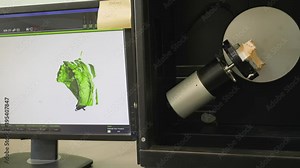 digital modeling of dental implants in modern medical laboratory and shows on computer screen close-up