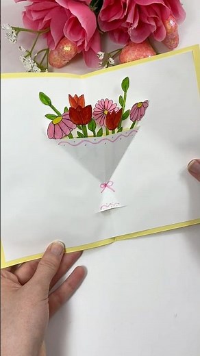 Easy DIY Flower Bouquet Pop Up Card Idea
