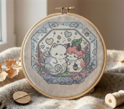 Kawaii Cat Terrarium Cross Stitch Pattern | Whimsical Embroidery (PDF Pattern) - Etsy