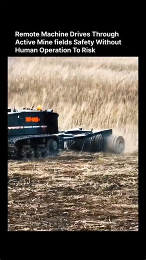 Urvium on Instagram: "This video shows a remote-controlled Bozena demining machine being used to clear active landmine fields, without putting human lives at risk. The heavy robotic vehicle moves straight through contaminated land using rotating flails made of chains and rollers, intentionally triggering and detonating mines ahead of it. Everything is operated remotely, keeping soldiers and civilians far from danger. These machines are currently being used in Ukraine, where vast areas remain uns