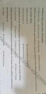 163)Base class is[JAC 2016, 2022,2023](1) Normal class(2) Der... | Filo