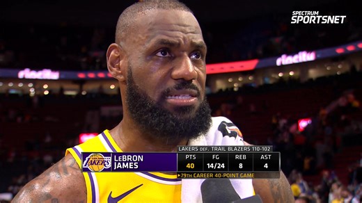 445K views · 10K reactions | 40-year-old LeBron James speaks with Mike Trudell postgame after dropping 40 points in a 110-102 win over the Blazers. | Spectrum SportsNet | Facebook