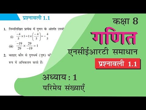 NCERT Solutions for Class 8 Maths Chapter 1 प्रश्नावली 1.1 in Hindi Medium परिमेय संख्याएँ