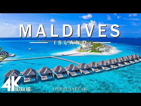 FLYING OVER MALDIVES (4K UHD) - Paradise Islands from Above with Beautuiful Relaxing Music