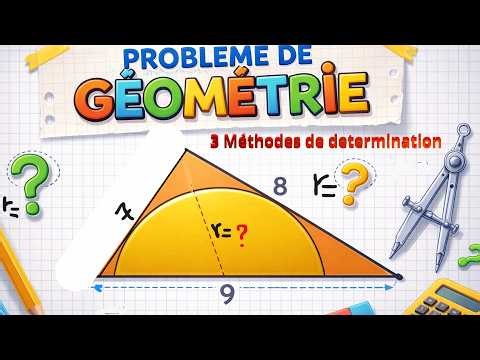 Rayon d’un demi-cercle inscrit dans un triangle (7-8-9) | Méthodes Héron & Pythagore