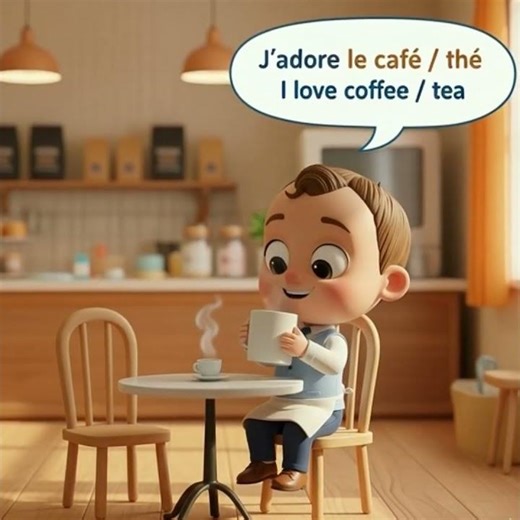 Boire du café / thé — To Drink Coffee or Tea in French | 3D French Daily Activity
