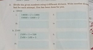 Divide the given numbers using 4 different divisors. Write anot... | Filo