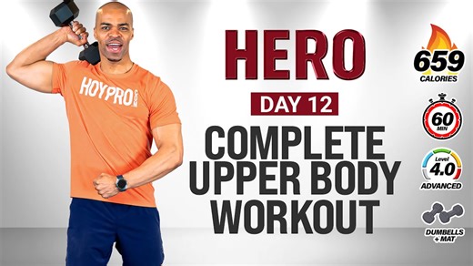 60 Minute Complete Upper Body Strength Workout (No Jumping) - HERO #012