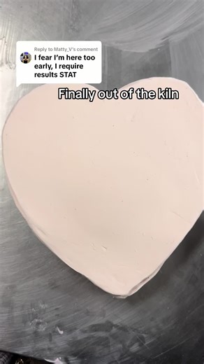 Replying to @Matty_V It survived! Kind of… my hope is the glaze will glue it together :,) but I really thought it was just going to explode haha! There were two hairline cracks when it was bone dry, so I was very very worried, and preparing to make the insert out of polymer clay since it’s a gift for Valentine’s Day!!! #ceramics #valentinesday #valentinesdaygift #wlw