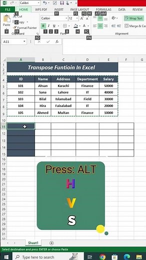 🔄 Transpose Function in Excel | Step-by-Step Tutorial