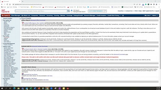 Capital IQ - Excel Plug-in Tool