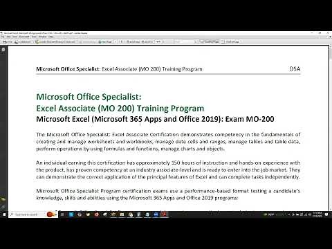 Microsoft Office Specialist - Excel Associate Training Course (Day 1 of 3)