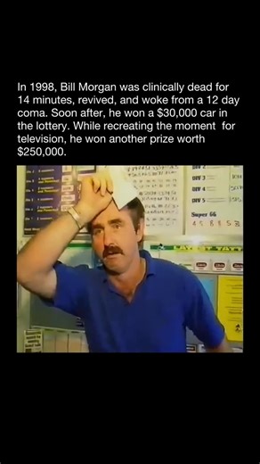 Purely History on Instagram: "In 1998, Australian truck driver Bill Morgan’s heart stopped after a car accident, leaving him clinically dead for 14 minutes. Doctors managed to revive him, but he remained in a coma for 12 days before finally waking up, against all odds. Grateful to be alive, he proposed to his girlfriend and decided to try his luck with a scratch-off lottery ticket. That ticket won him a $30,000 car. When a local TV crew asked him to reenact his winning moment for a news story, h