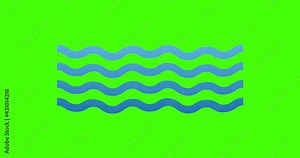 Wave animation. Animated wawes. Wave icon. No background. Green screen. 4k animation. 4k video.