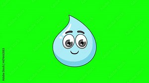 water cartoon with smiling face with heart eyes, emoji emoticon animation