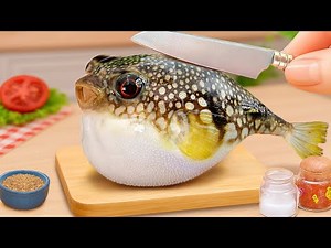 Yummy Seafood Recipe 🐡 How To Cook Miniature Griled Puffer Fish with Charcoal | Petite Cooking