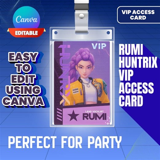 Kpop Demon Hunters Rumi VIP Pass Printable - Kpop Demon Hunters Rumi Lanyard - Kpop Demon Hunters Cosplay - Rumi Costume VIP Badge - Etsy