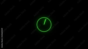 Animated clock counting down. Seamlessly loops. Time lapse.4k Neon clock animation