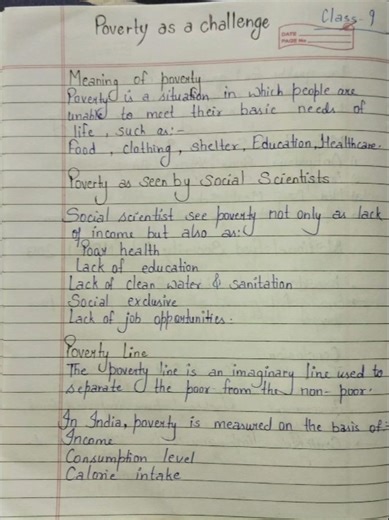 Poverty as a challenge class 9 sst notes | Poverty as a challenge best handwritten notes #shorts