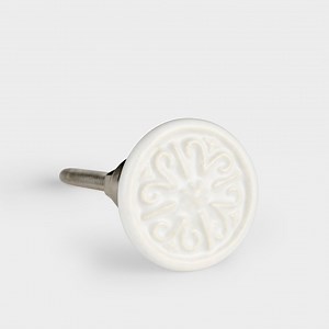 White Vintage Cupboard Knobs. Decorative Ceramic Stamp Design Cupboard Door Knob - Etsy UK