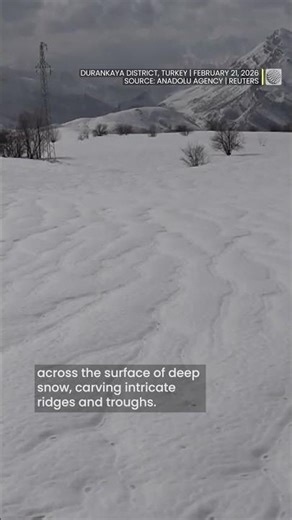 Wind sculpts stunning 'snow waves' in the Turkish mountains | #shorts #snow