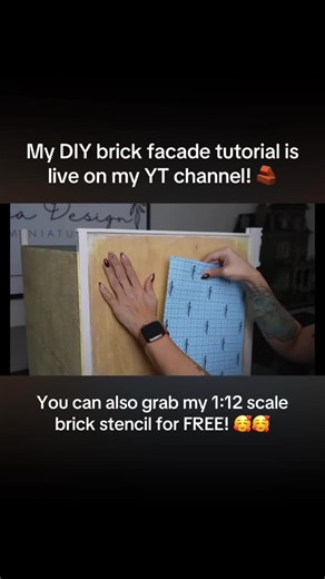 Natasha | Mini Home Remodels on Instagram: "You can grab my FREE dollhouse brick stencil over on my YT channel! My tutorial for adding a brick facade is live! The 🔗 is in my bio! #dollhouse #miniatures #tutorial #diyproject #dollhouserenovation #dollhouseminiatures #diy #craft"