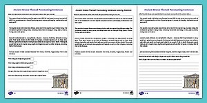 KS2 Ancient Greece-Themed Punctuating Sentences Differentiated Worksheet