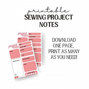 Sewing Project Notes Printable Template - Etsy