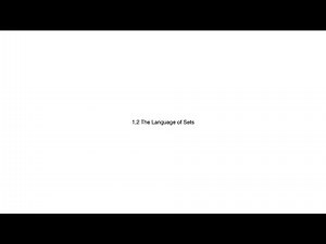 1.2 The Language of Sets