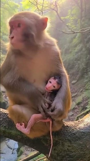 Rhesus Macaque Birth #babymonkey #forestlife #monkey #motherandbaby