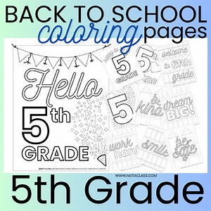 5th Grade Back to School Coloring Pages Activity & Posters | First Day Sheets