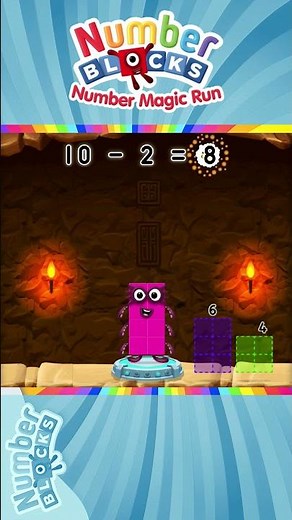 Numberblocks 8 Number Magic Run - Subtract 10 - 2 = 8 using Numberblocks | CBeebies Go Explore Games