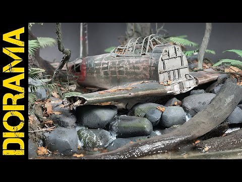Realistic jungle diorama - WW2 aircraft wreck (1/35 scale model)