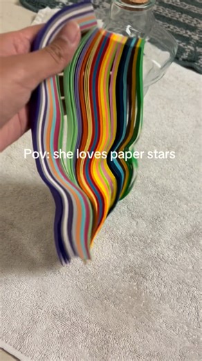 Wishfolds on Instagram: "Origami paper stars DIY link in bio 🥰✨👇💝 #origamistars #luckystars #handmadegift #jarofstars #mindfulmaking #starjarlove #craftedwithlove #diyaesthetic #relaxingcrafts #aestheticdiy"