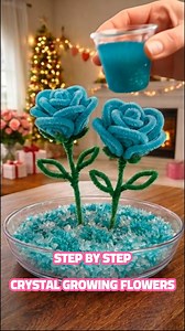 Ingredients Crystal Solution 2 cups very hot water (just below boiling) 6 tablespoons Borax powder (laundry aisle) Turquoise food coloring (gel or liquid) Turquoise Color Guide Soft aqua: 1 drop blue 1 drop green Classic turquoise: 2 drops blue 1 drop green Deep sea turquoise: 3 drops blue 2 drops green Flower & Base Pipe cleaners Turquoise or blue-green (flowers) Green (stems and leaves) White ceramic or glass plate (shallow and wide) Optional: a pinch of clear or blue coarse salt for crystal t