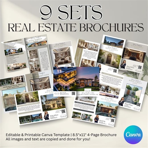 9 Luxury Real Estate Brochure Template Bundle for Canva | 8 Editable Sets | High-end Realtor Marketing | Modern Property Brochure - Etsy Canada