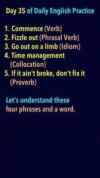 Day 35: Daily 1-Minute English Practice: Learn 4 Useful Phrases and a word #dailyenglish #english