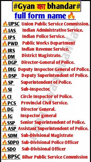 Important Full Form IAS PCS DM UPSC #police #fullform #administration #ias#pcs#gk #education#shorts