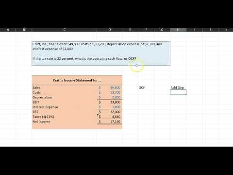 Calculating Operating Cash Flow with Basic Income Statement Data Using Excel